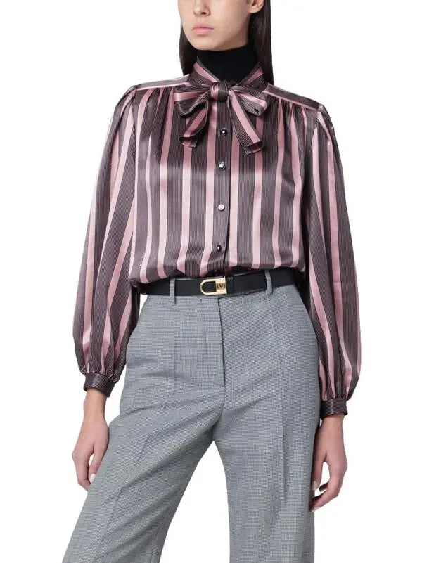 Valentino Garavani Striped Crepe De Chine Shirt - Pink