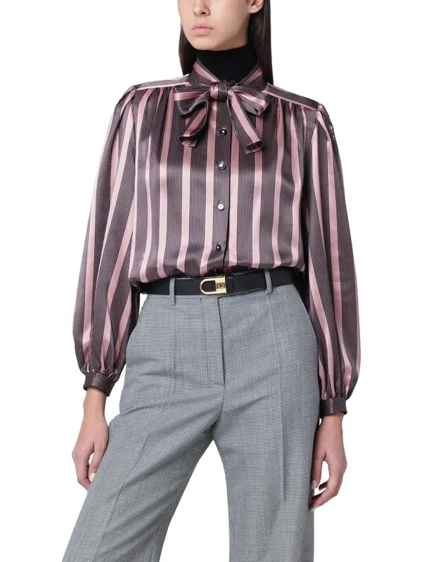 Valentino Garavani Striped Crepe De Chine Shirt - Pink