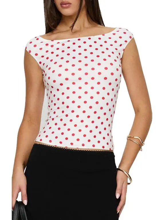 Princess Polly Cheirosa Boat Neck Top - White/red