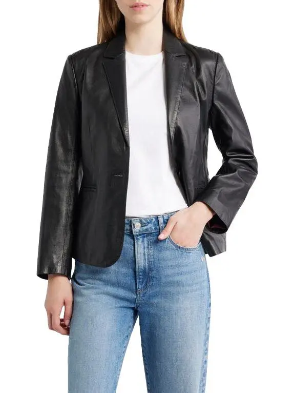 SCHOTT Fitted Lambskin Blazer - Black