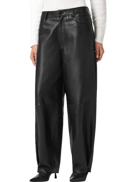 ALLSAINTS Jett Barrel Leg Leather Pants - Black