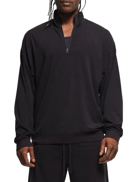 SKIMS Jersey Lounge Quarter Zip Pullover - Obsidian
