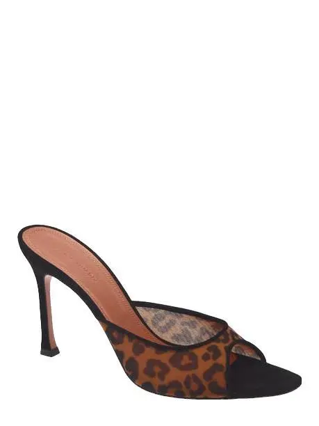 Amina Muaddi Alexa Slide Sandal - Mesh Leopard