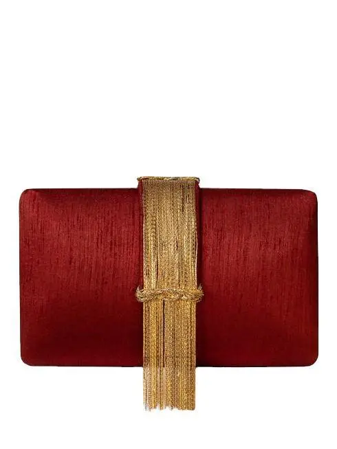 SIMITRI Fringe Clutch - Cherry