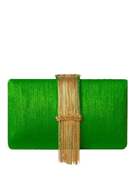 SIMITRI Fringe Clutch - Moss