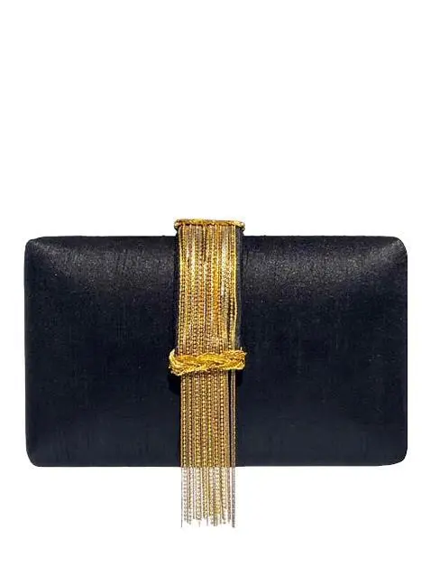 SIMITRI Fringe Clutch - Noir