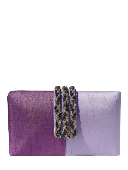 SIMITRI Braided Fringe Color Block Clutch - Iris
