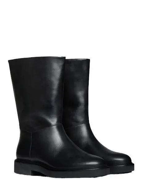REFORMATION Dorinda Leather Boots - Black Leather