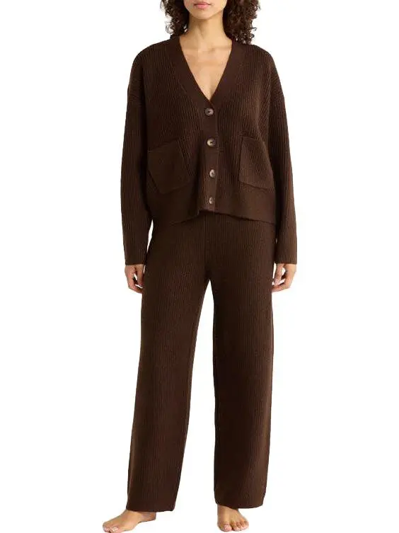 Nordstrom Ribbed Lounge Set - Dark Brown