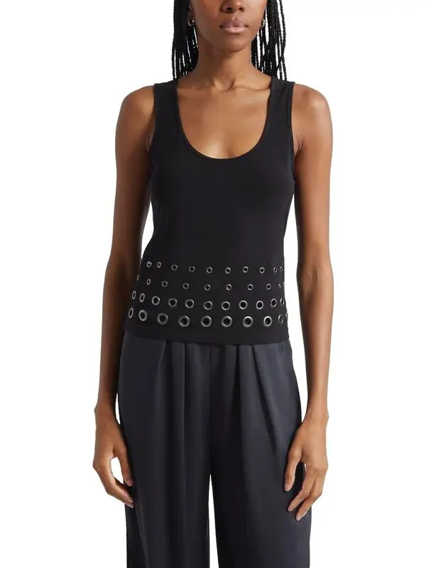 Ramy Brook Eline Grommet Accent Tank - Black