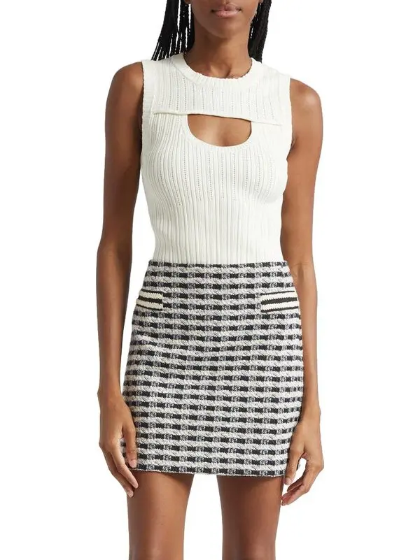 Ramy Brook Morgann Cutout Sleeveless Rib Knit Top - Winter White