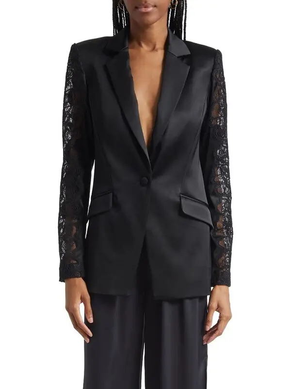Ramy Brook Lace Trim Blazer - Black