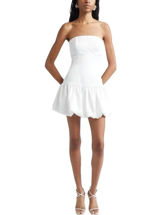 Ramy Brook Strapless Bubble Hem Mini Dress - Ivory
