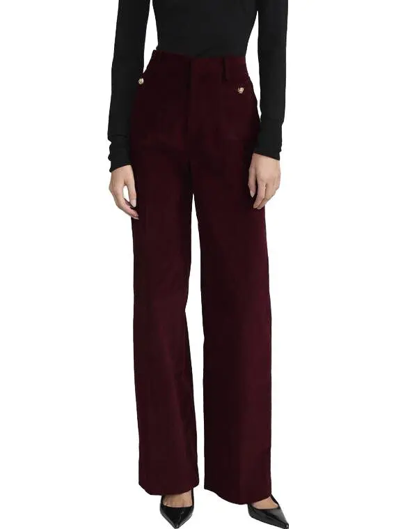 FRAME High Waist Wide Leg Pants - Cabernet