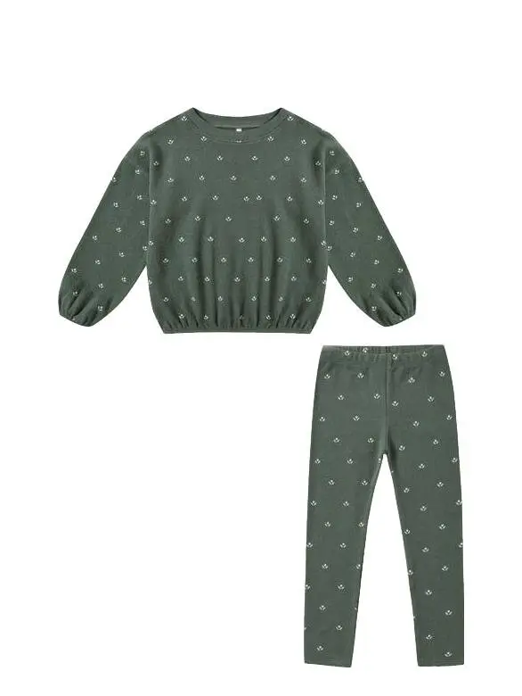 QUINCY MAE Spongey Knit Sweatshirt & Leggings - Evergreen