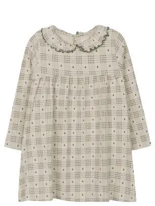 ELY'S & CO. Cotton Floral Plaid Dress - Tan