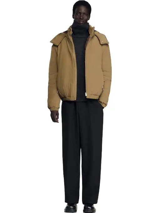 Sandro Puffer Jacket With Removable Hood - Caramel