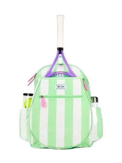 AME & LULU Jr. Love Tennis Backpack - Mint/white Cabana Stripe