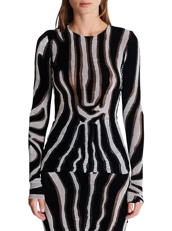 Balmain Zebra-print Velvet Bodycon Top - Black