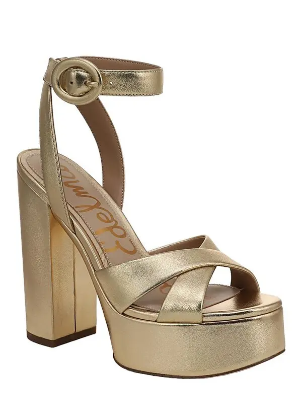 Sam Edelman Savannah Leather Platform Sandals - Gold