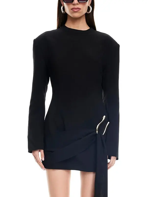 Lioness Martini Long Sleeve Mini Dress - Onyx