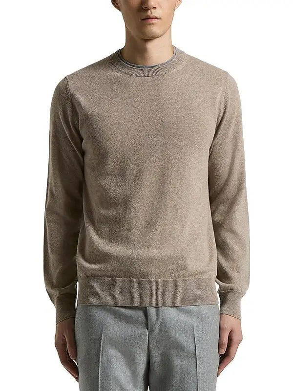 Peserico Crewneck Wool And Cashmere Sweater - Sepia Beige