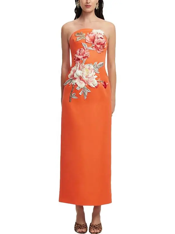 LEO LIN Ava Applique Floral Bustier Maxi Dress - Saffron