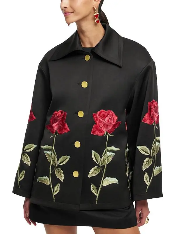 LEO LIN Leyna Embroidered Jacket - Ebony