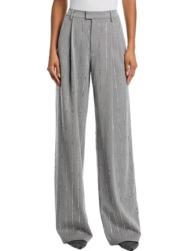 Aqua X Salvatorre Rizza Crystal Pinstripe Pants - Gray