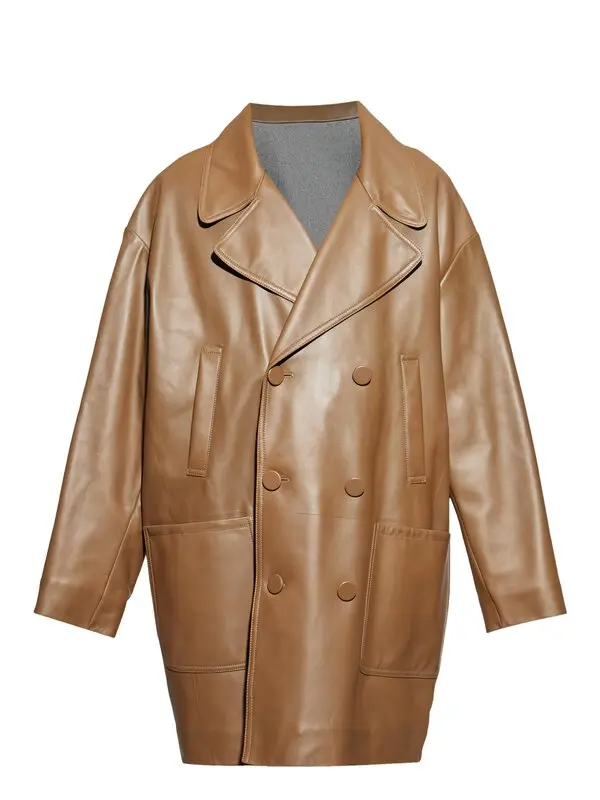 Fendi Leather Overcoat - Brown