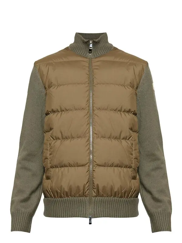 Moncler Cardigan With Down Insert - Green