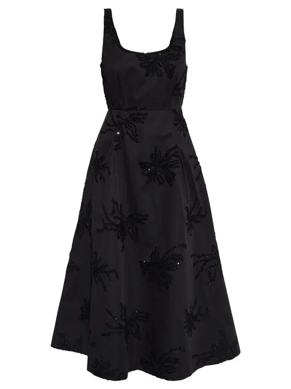 Munthe Midi Dress With Bead And Sequin Appliqués - Black