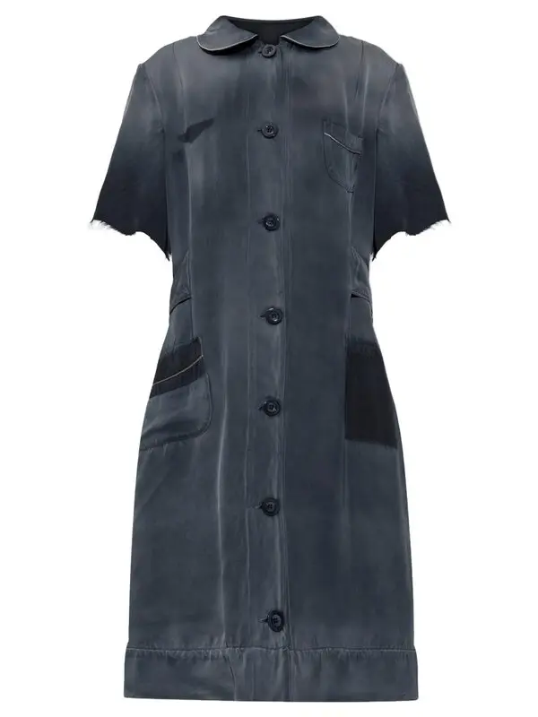 MAISON MARGIELA Vintage-effect Viscose Midi Dress - Navy Blue