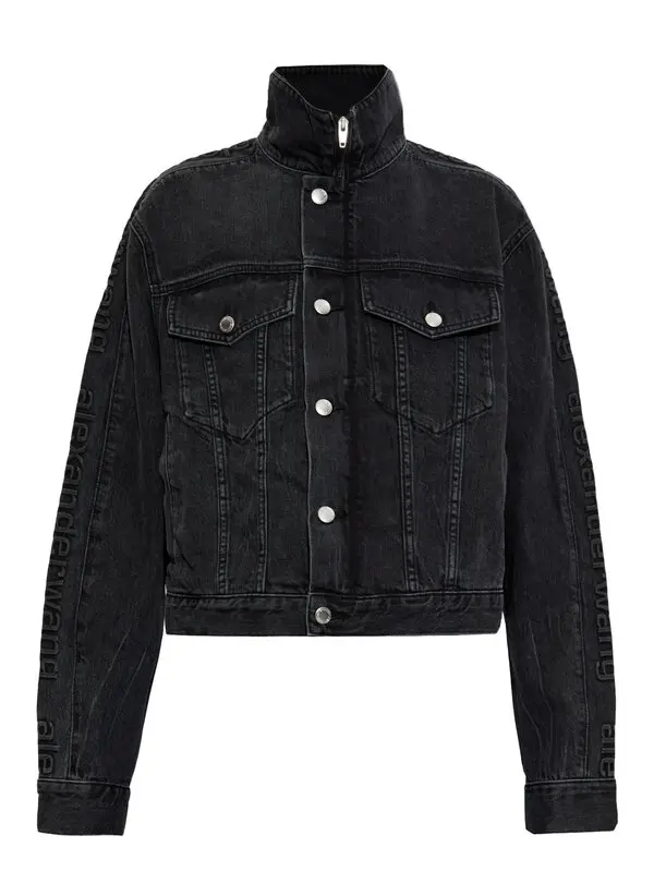 Alexander Wang Denim Jacket With Stand Collar - Black