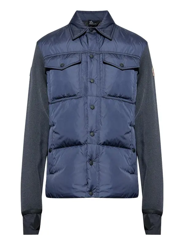 Moncler Cardigan With Down Insert - Navy Blue