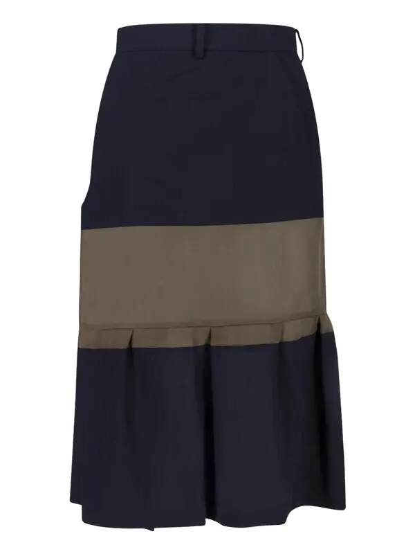 Sacai Wool Midi Flared Skirt - Blue