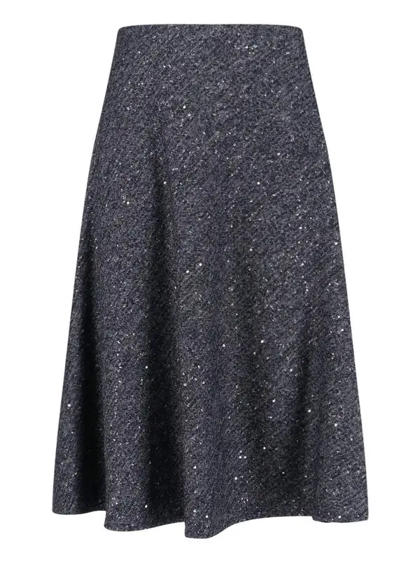 Tagliatore Wool Midi Flared Skirt - Gray