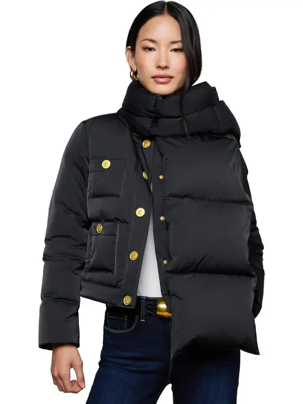 L'Agence Juana Scarf Puffer Jacket - Black