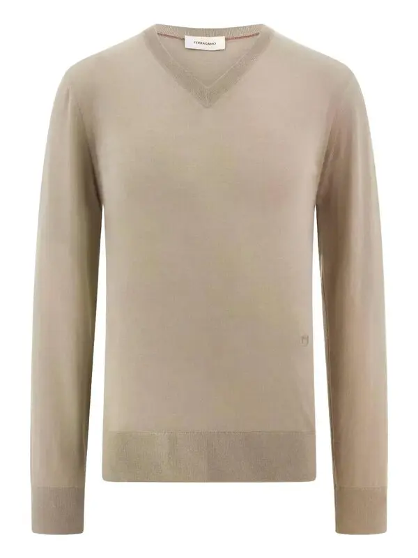 FERRAGAMO V-neck Sweater - Neutrals
