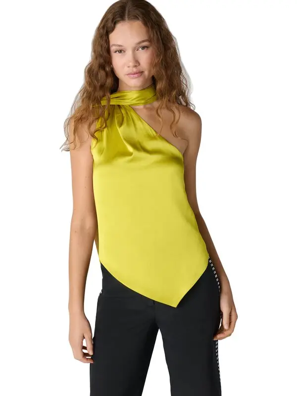 Diane Von Furstenberg Galina One-shoulder Stretch Satin Top - Absynth