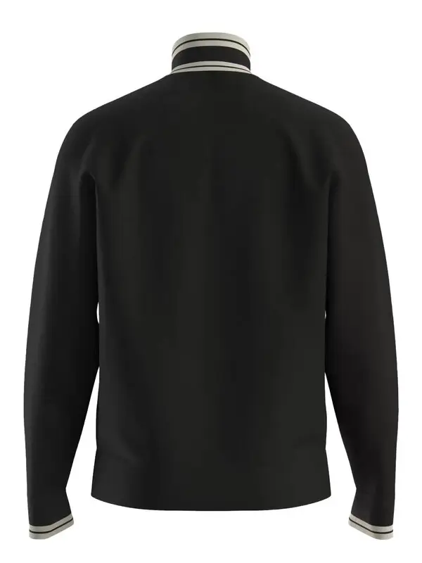 BOSS Striped-collar Zip-up Sweater - Black