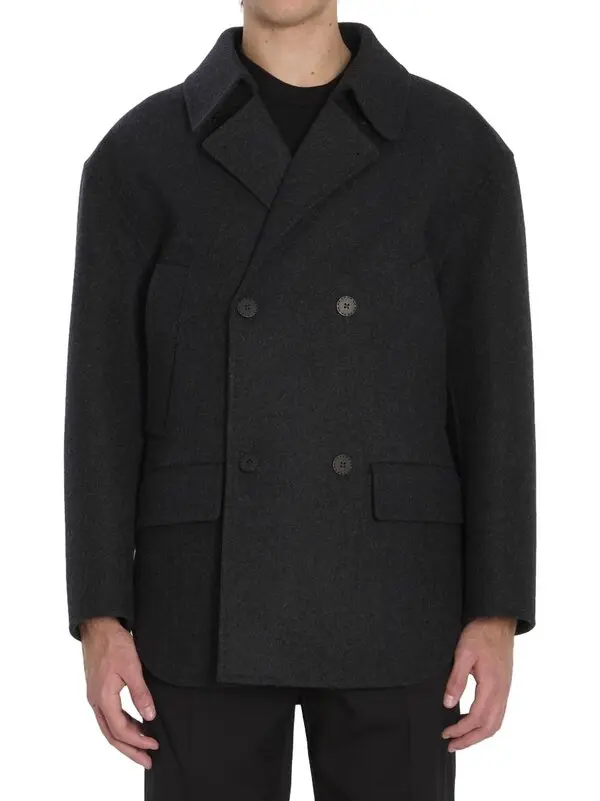 Fendi Virgin Wool Pea Coat - Grey