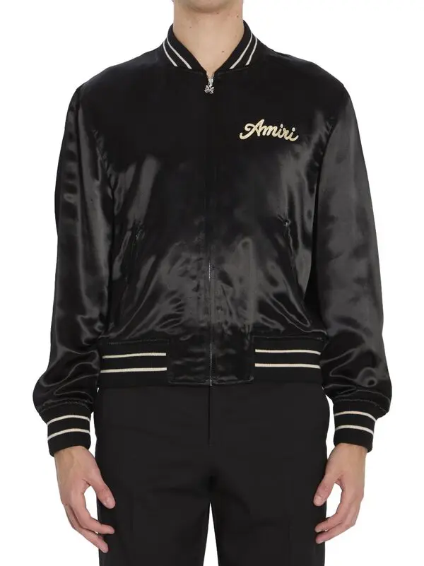 Amiri Club Satin Bomber Jacket - Black