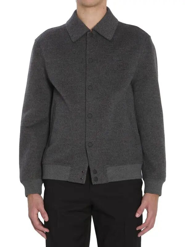 Fendi Ff Wool Bomber Jacket - Grey