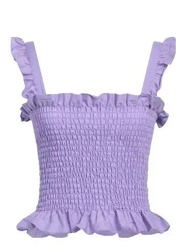 LIU •JO Shirred Sleeveless Top - Purple