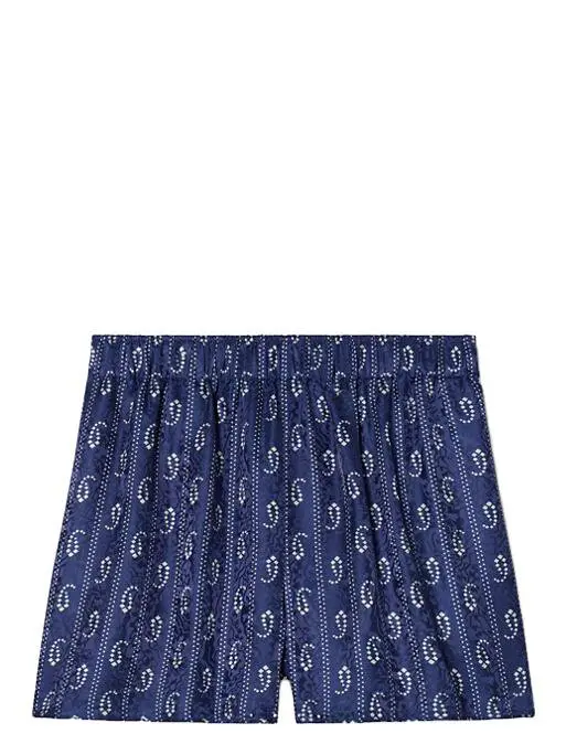 Tory Burch Printed Camp Short - Blue Paisley