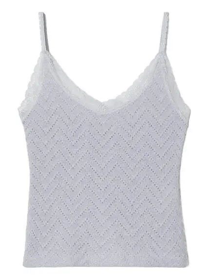 Tory Burch Lace Pointelle Camisole - Platinum/metallic Blue