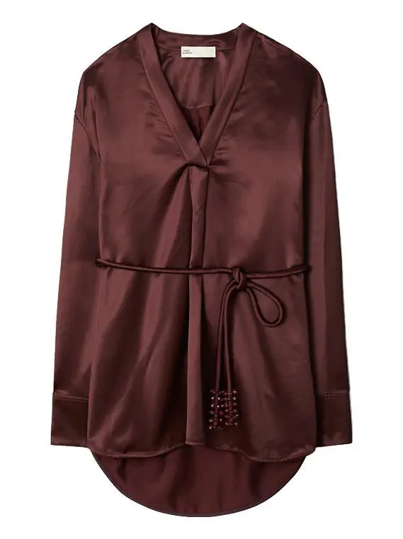 Tory Burch Viscose Satin Top - Merlot