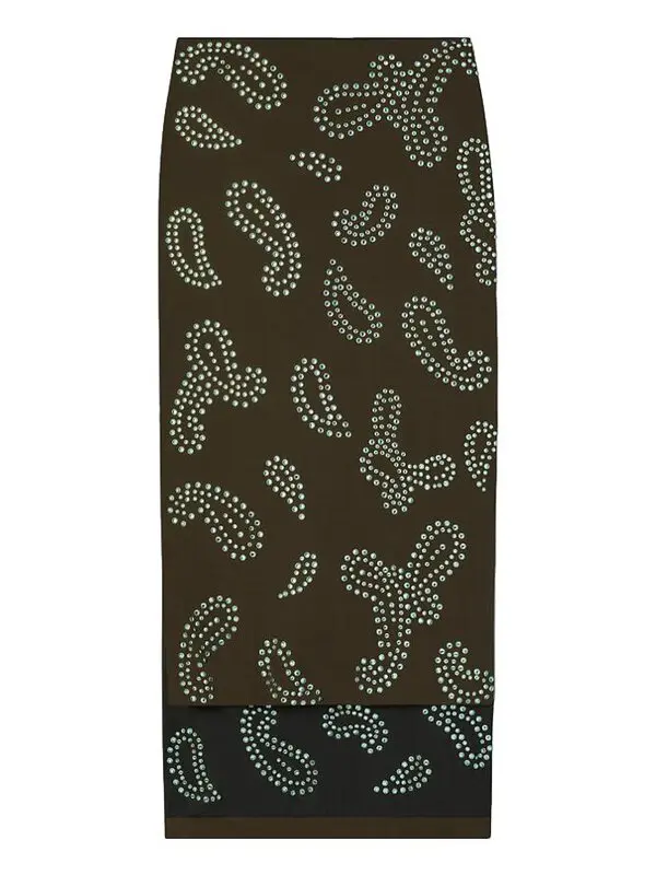 Tory Burch Embellished Viscose Skirt - Chocolate