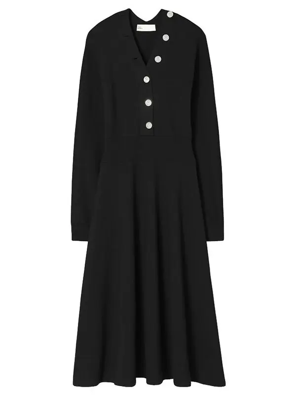 Tory Burch Button Detailed Sweater Dress - Black